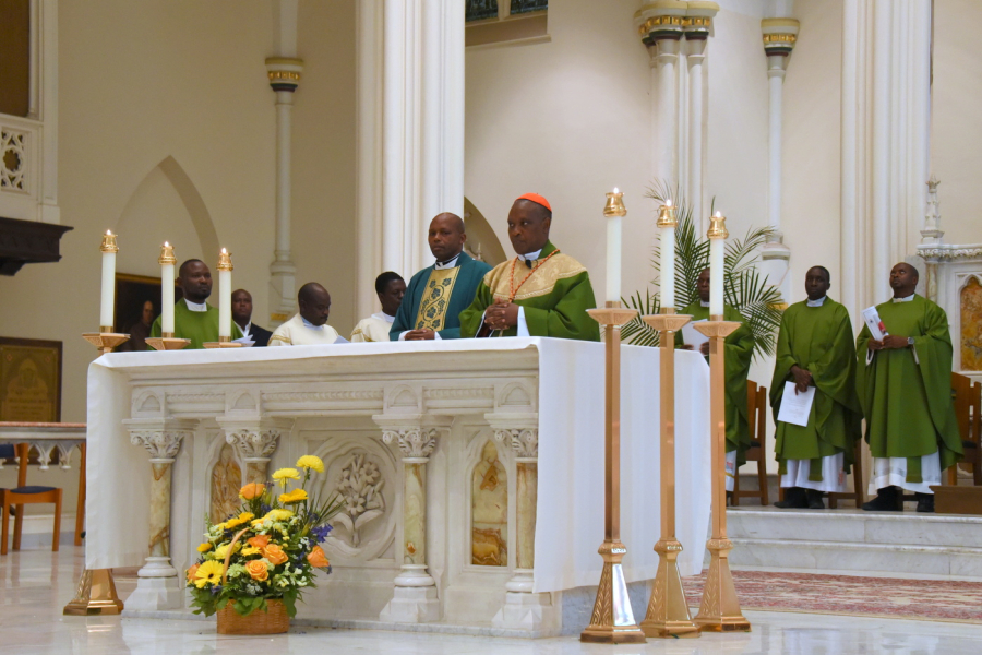 Cardinal Antoine Kambanda, the head of the Church in Rwanda, celebrates ...